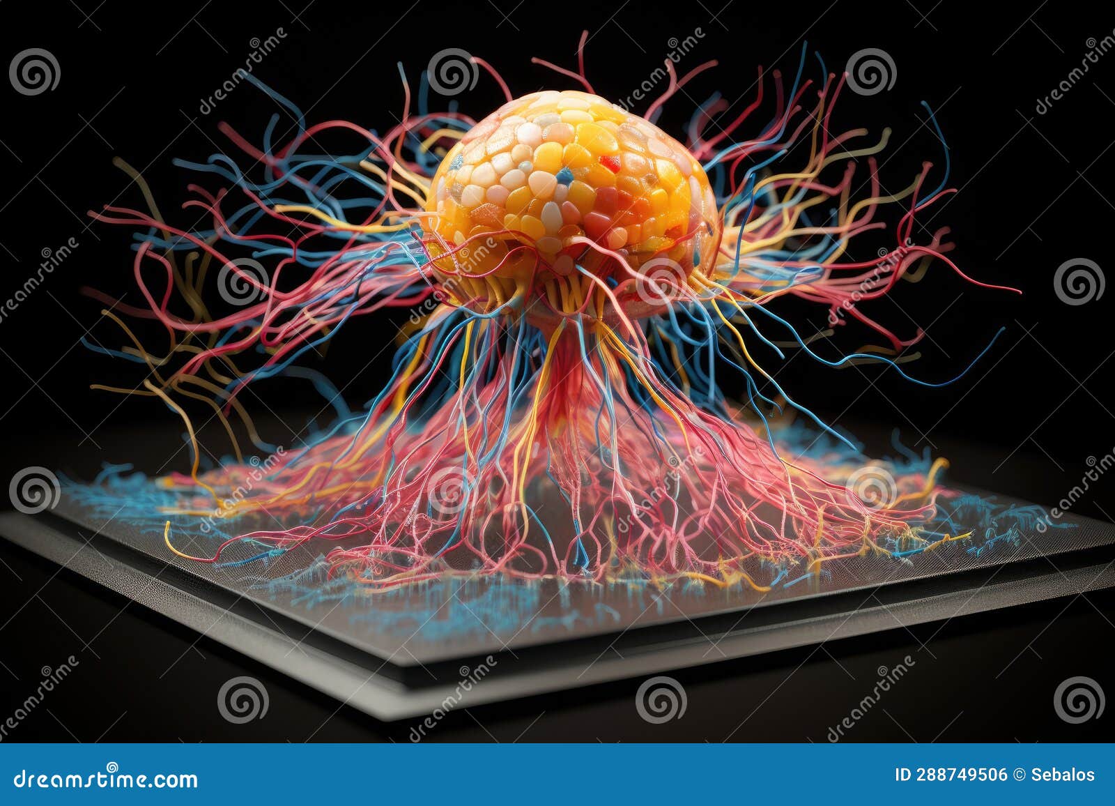 Artificial Brain Concept - Cell Tangled with Threads Stock Illustration ...