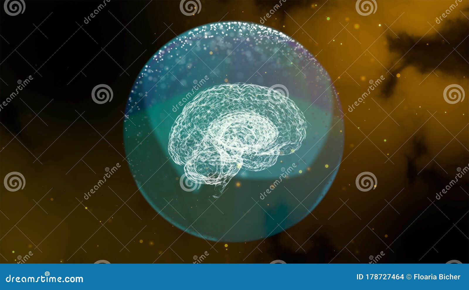 Artificial Brain 3d Model Giving Neuro Impulses Inside Transparent ...