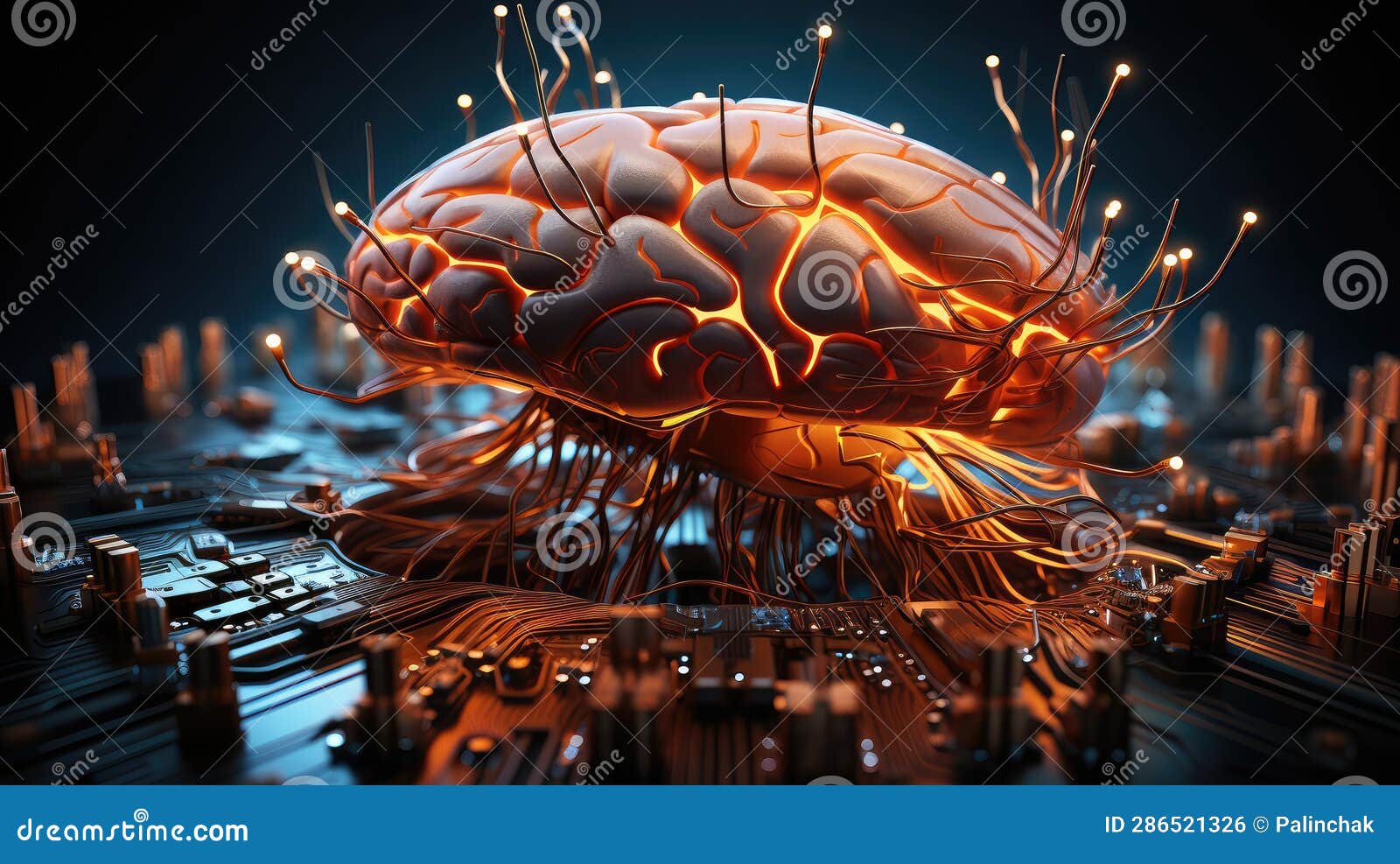 Artificial Brain Microchip on Motherboard of Supercomputer Stock ...