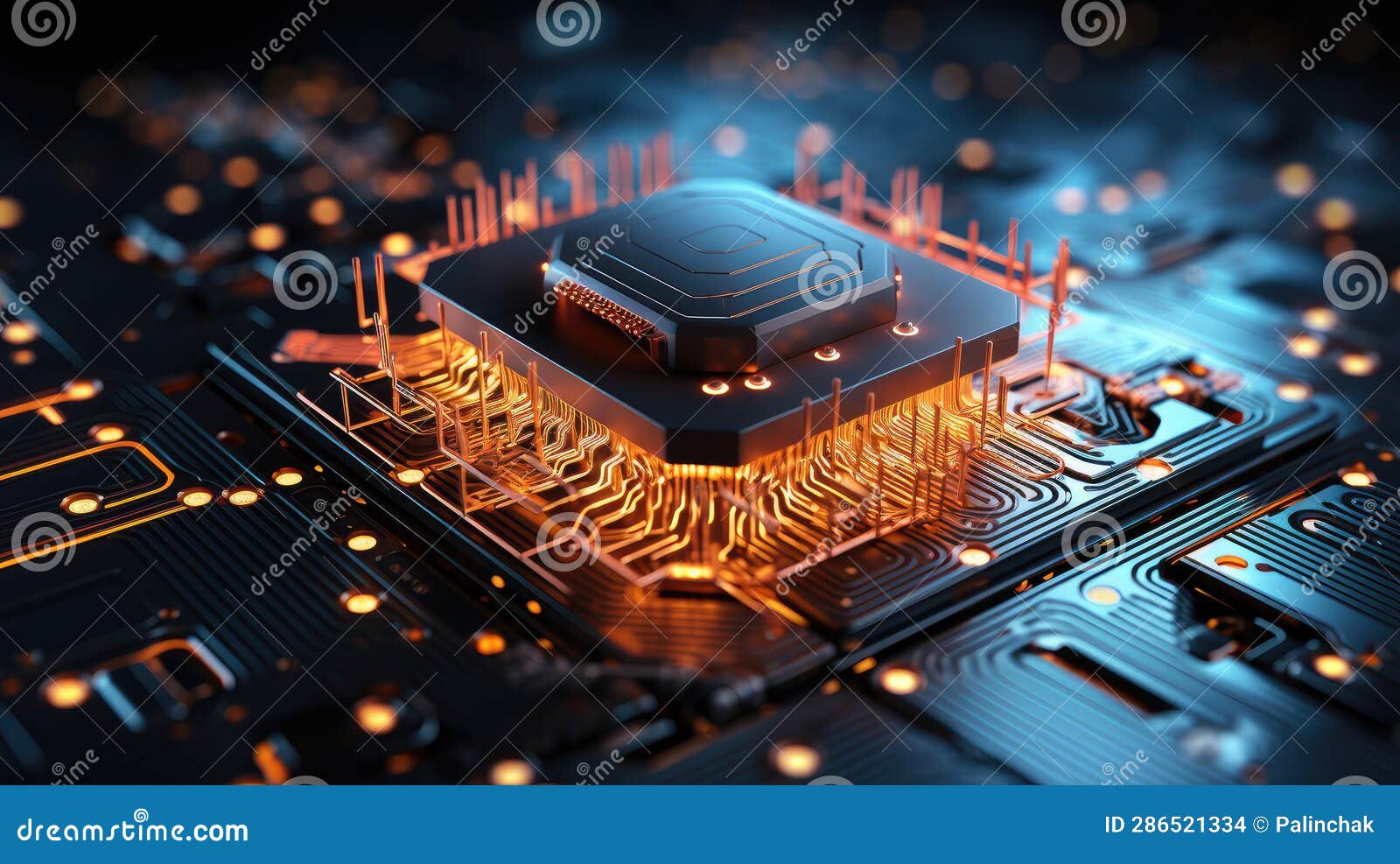 Artificial Brain Microchip on Motherboard of Supercomputer Stock ...