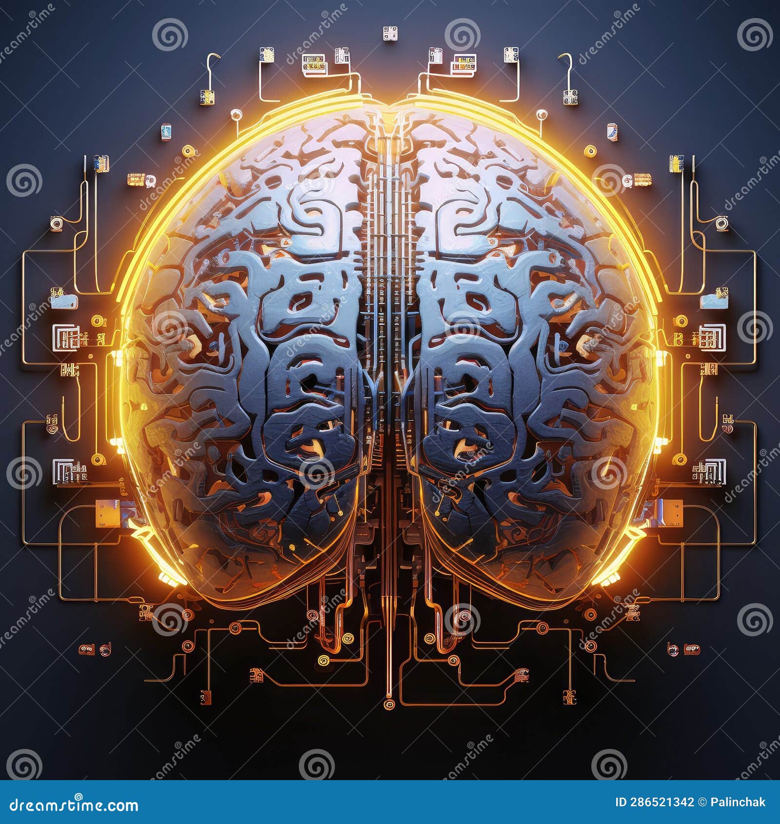Artificial Brain Microchip on Motherboard of Supercomputer Stock ...