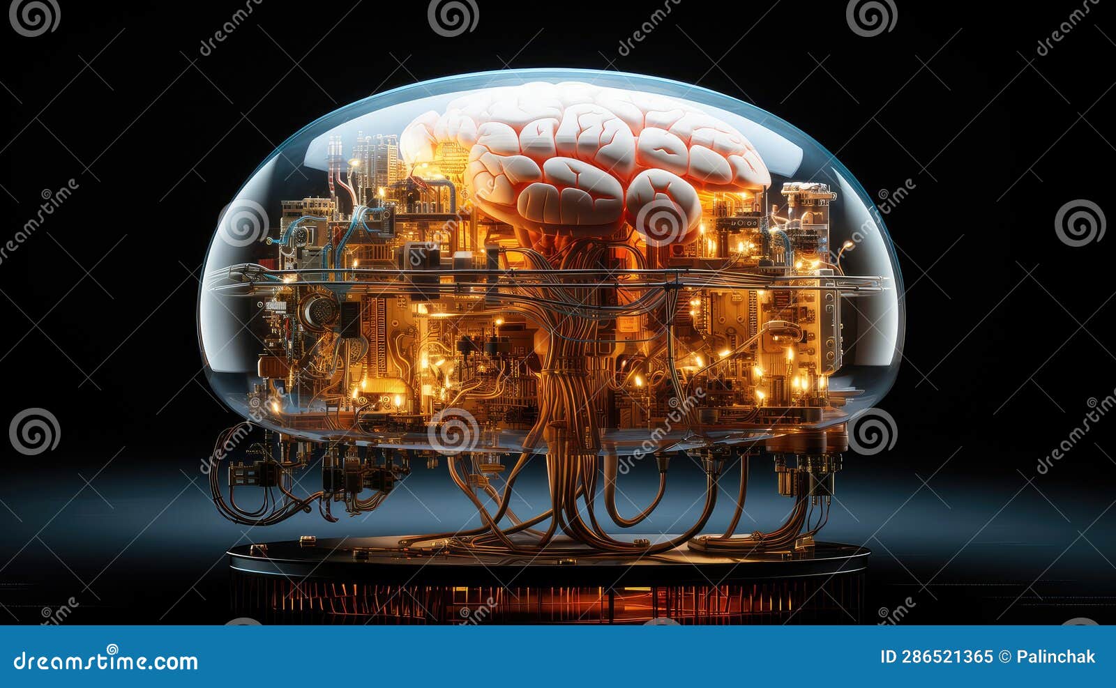 Artificial Brain Microchip on Motherboard of Supercomputer Stock ...