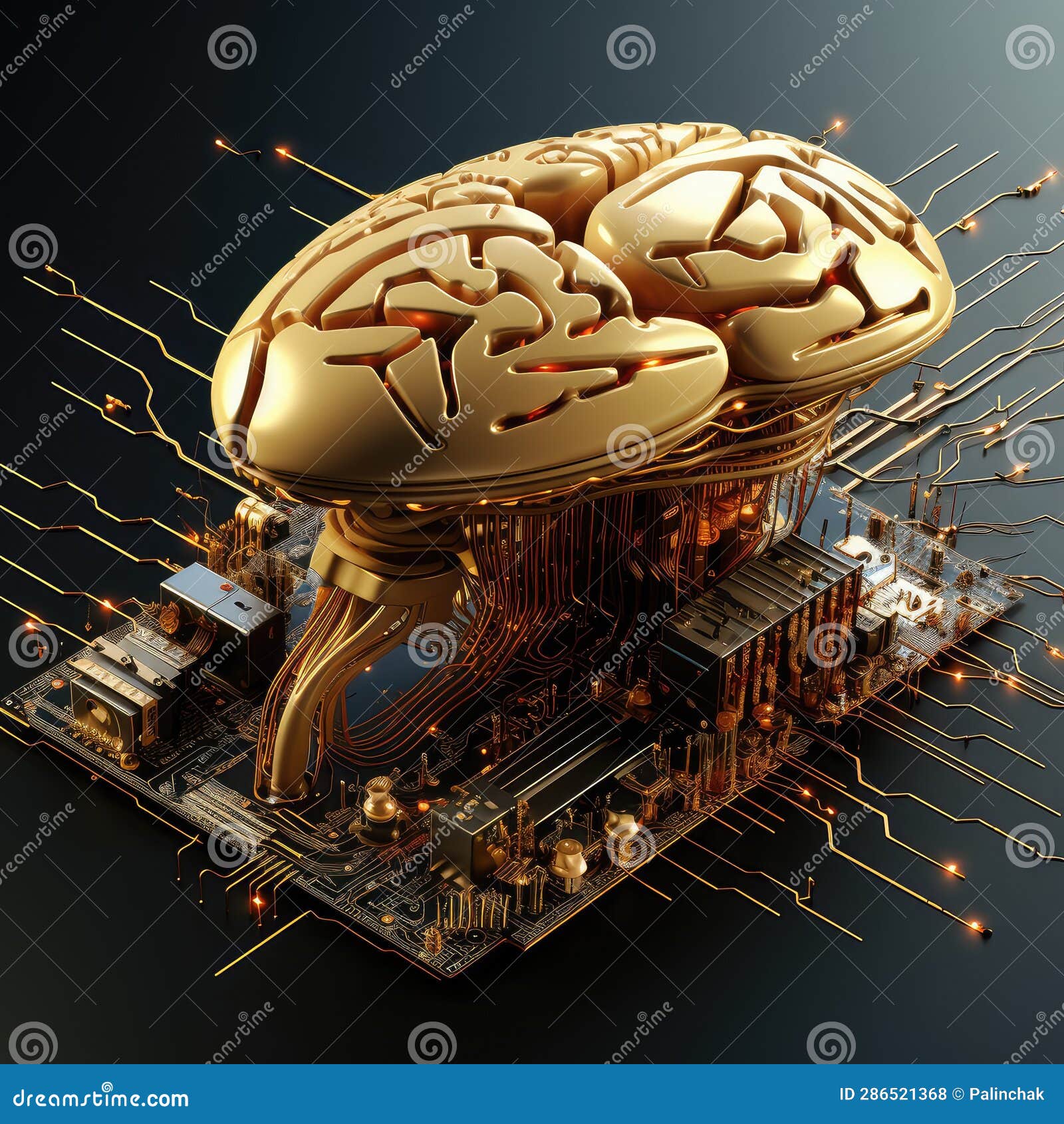 Artificial Brain Microchip on Motherboard of Supercomputer Stock ...