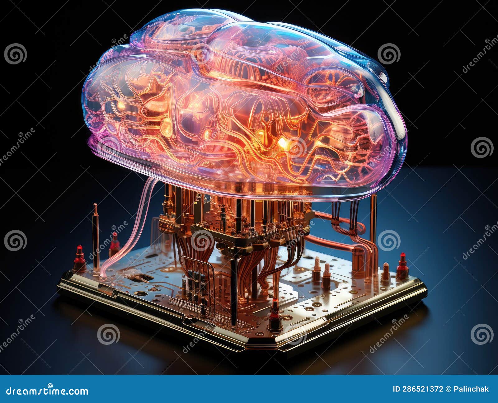 Artificial Brain Microchip on Motherboard of Supercomputer Stock ...