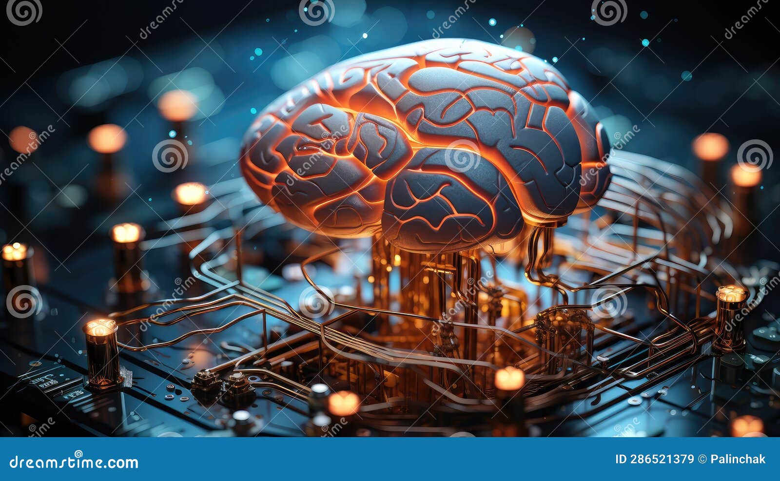 Artificial Brain Microchip on Motherboard of Supercomputer Stock ...