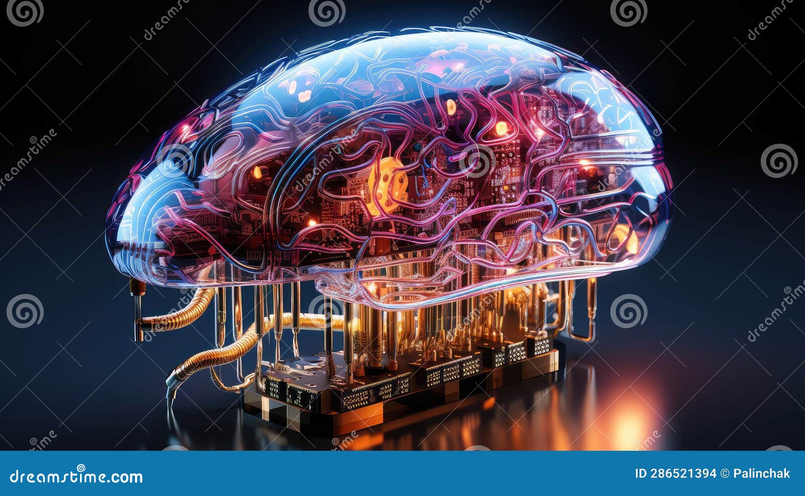 Artificial Brain Microchip on Motherboard of Supercomputer Stock ...