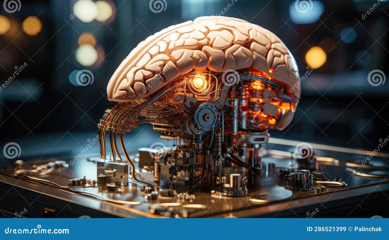 Artificial Brain Microchip on Motherboard of Supercomputer Stock ...