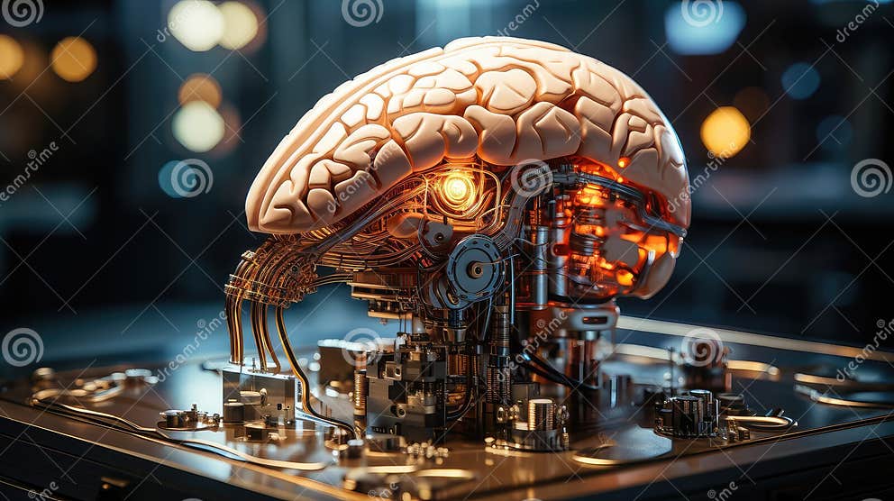 Artificial Brain Microchip on Motherboard of Supercomputer Stock ...