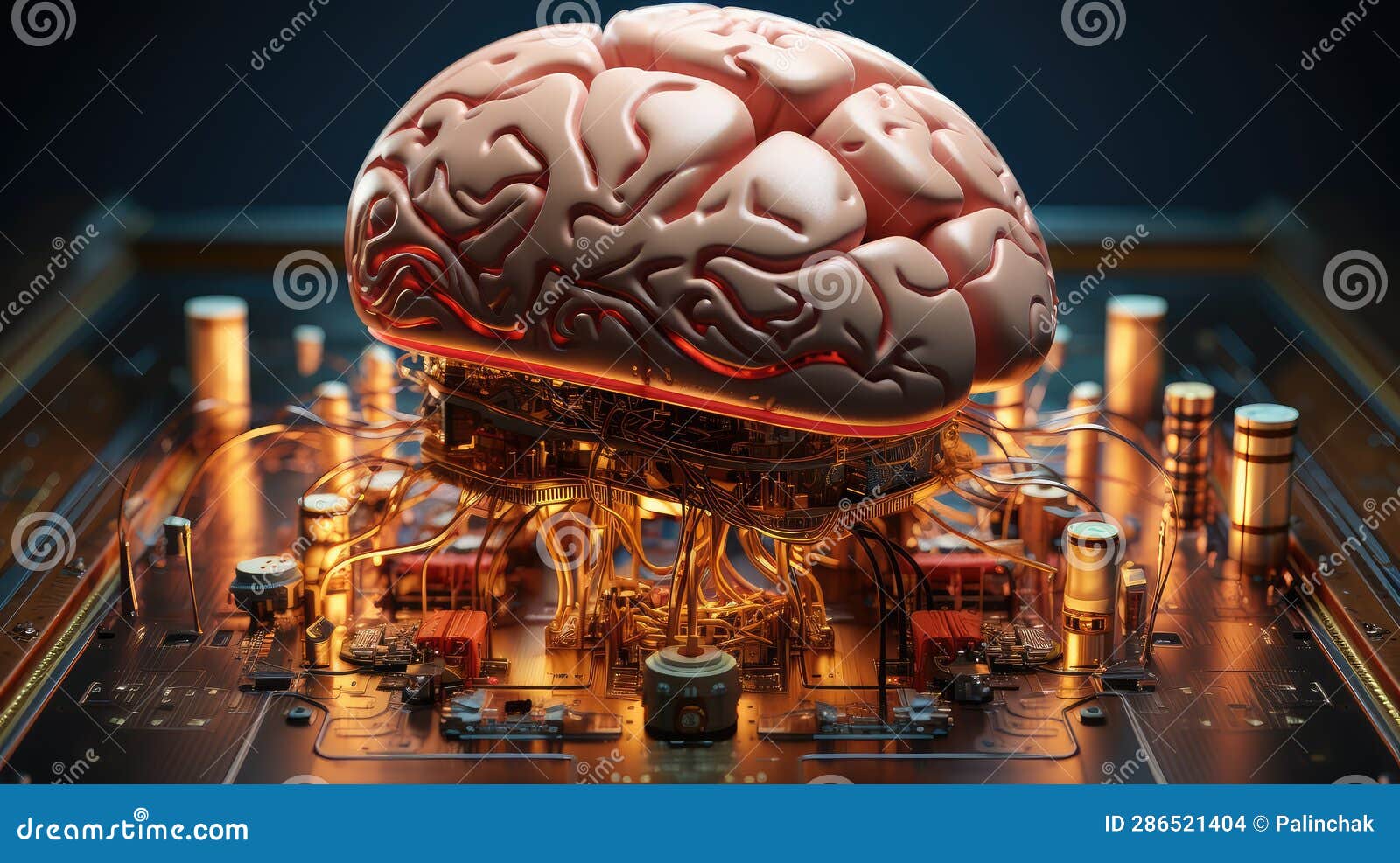 Artificial Brain Microchip on Motherboard of Supercomputer Stock ...
