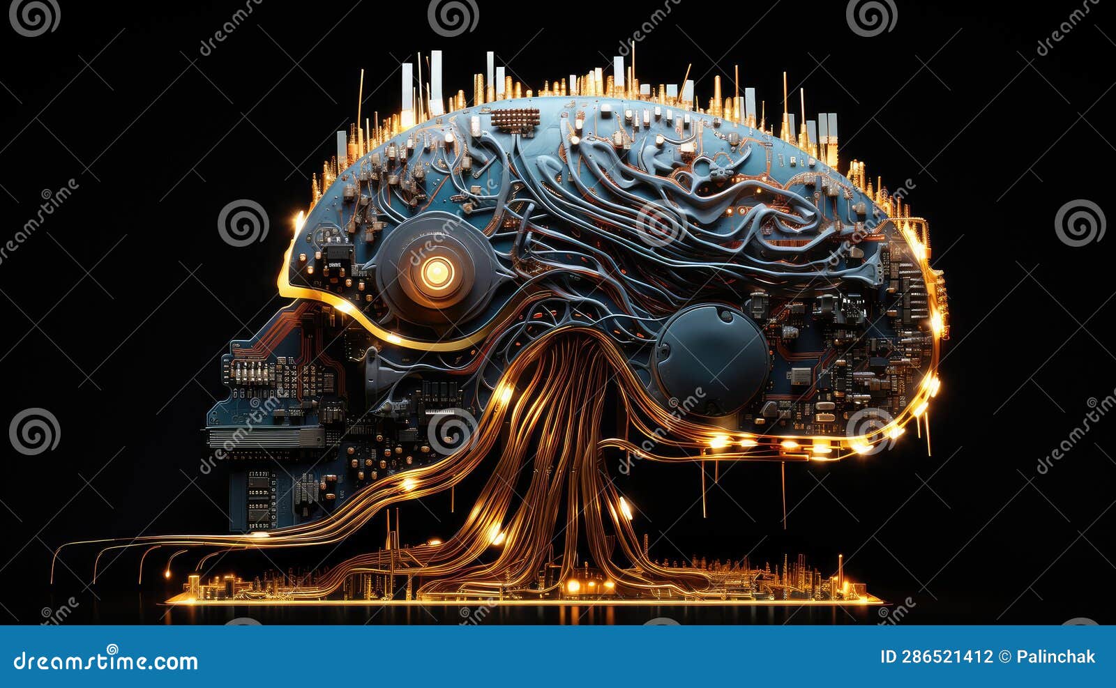 Artificial Brain Microchip on Motherboard of Supercomputer Stock ...