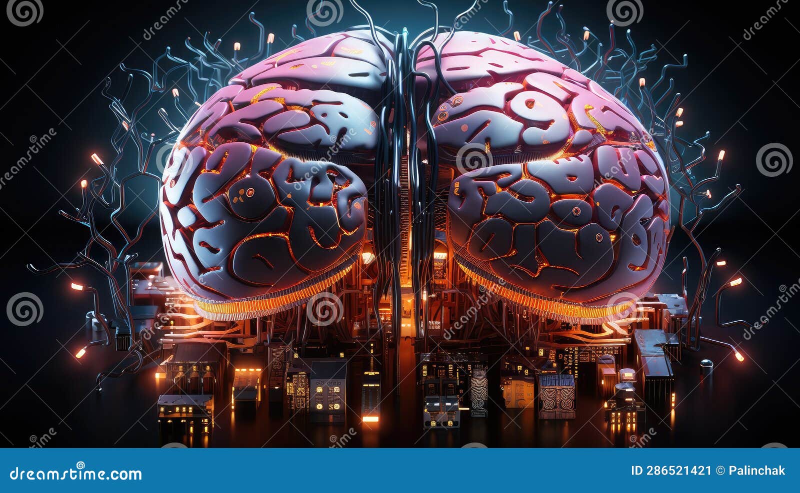 Artificial Brain Microchip on Motherboard of Supercomputer Stock ...