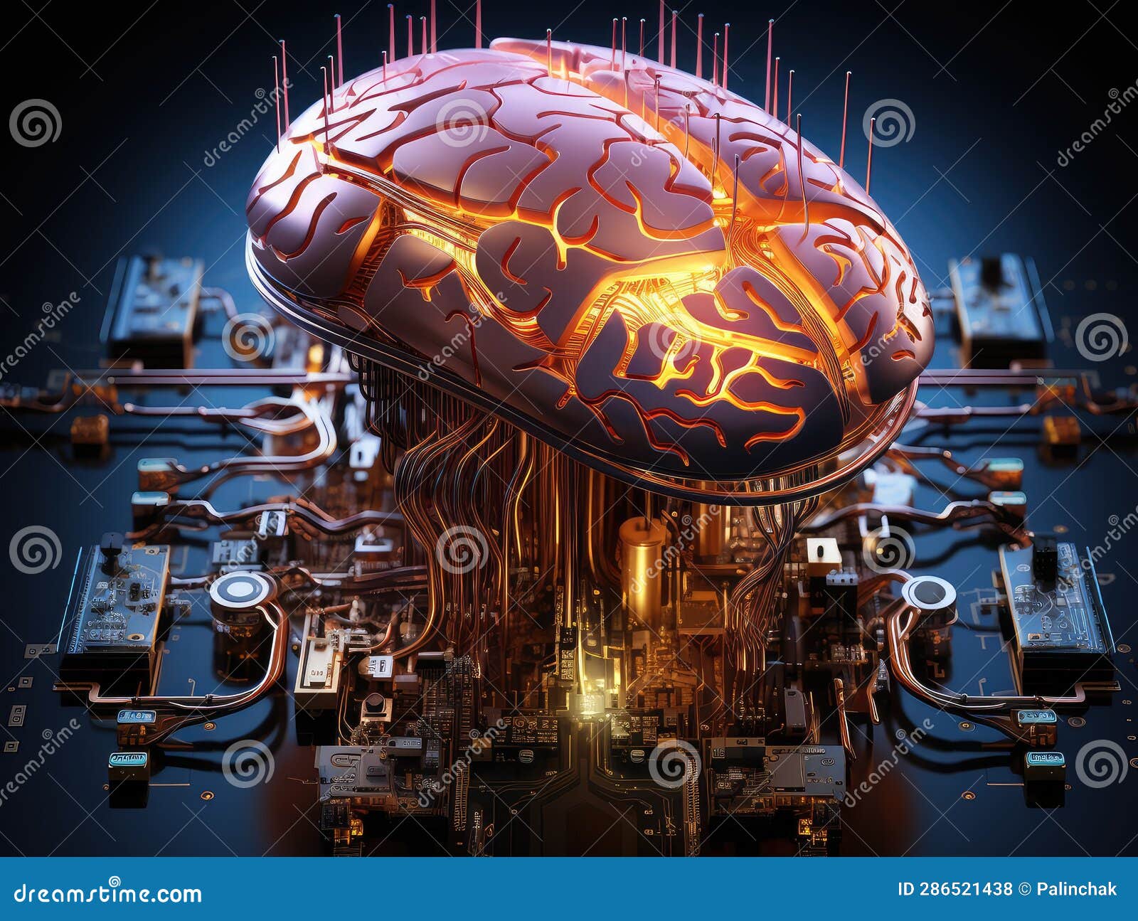 Artificial Brain Microchip on Motherboard of Supercomputer Stock ...