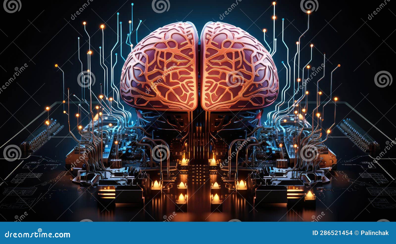 Artificial Brain Microchip on Motherboard of Supercomputer Stock ...