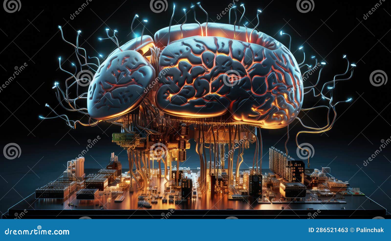 Artificial Brain Microchip on Motherboard of Supercomputer Stock ...