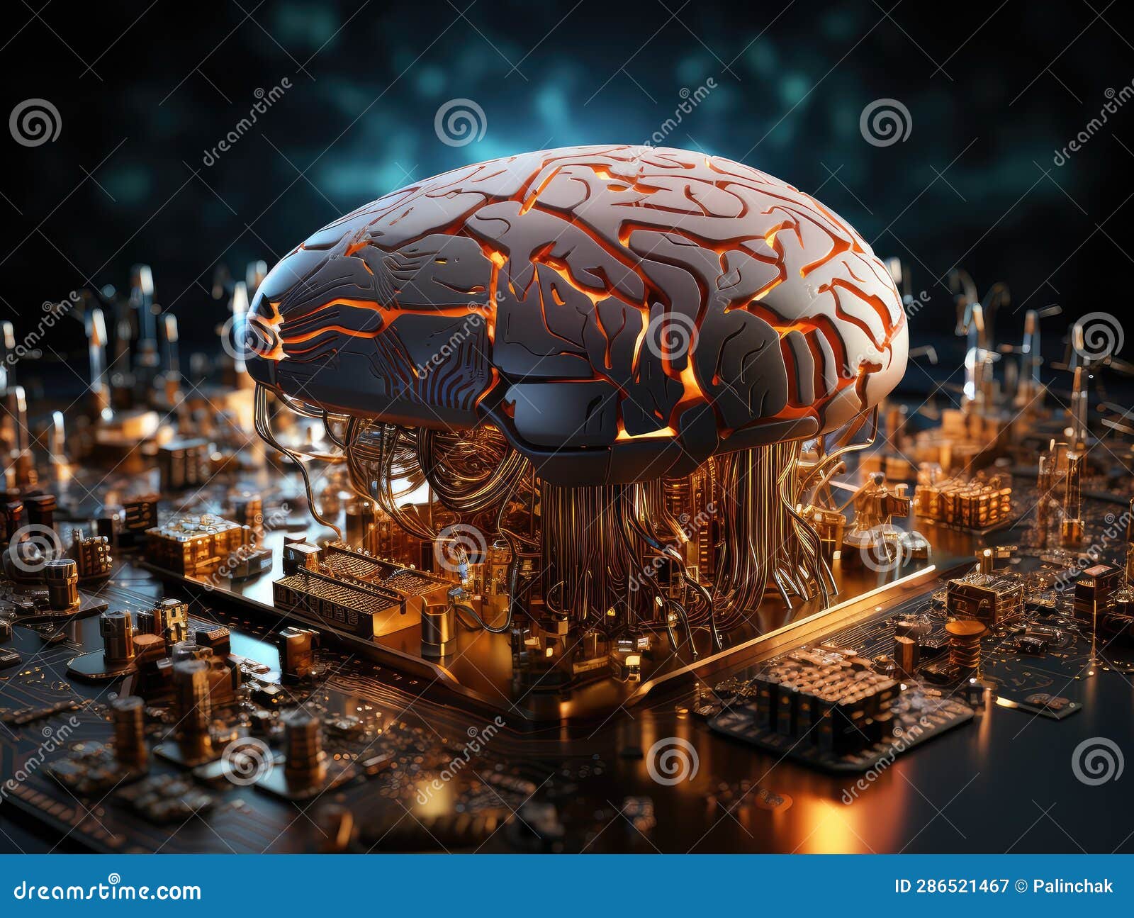 Artificial Brain Microchip on Motherboard of Supercomputer Stock ...