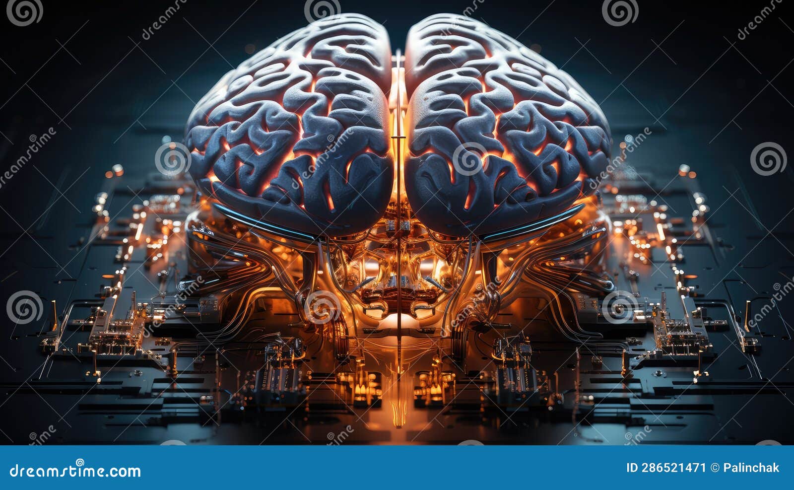 Artificial Brain Microchip on Motherboard of Supercomputer Stock ...