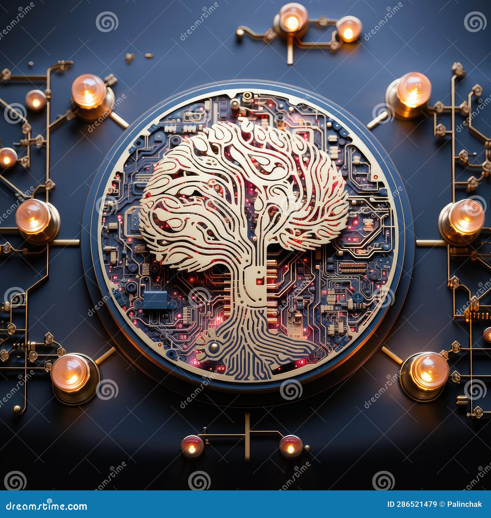 Artificial Brain Microchip on Motherboard of Supercomputer Stock ...