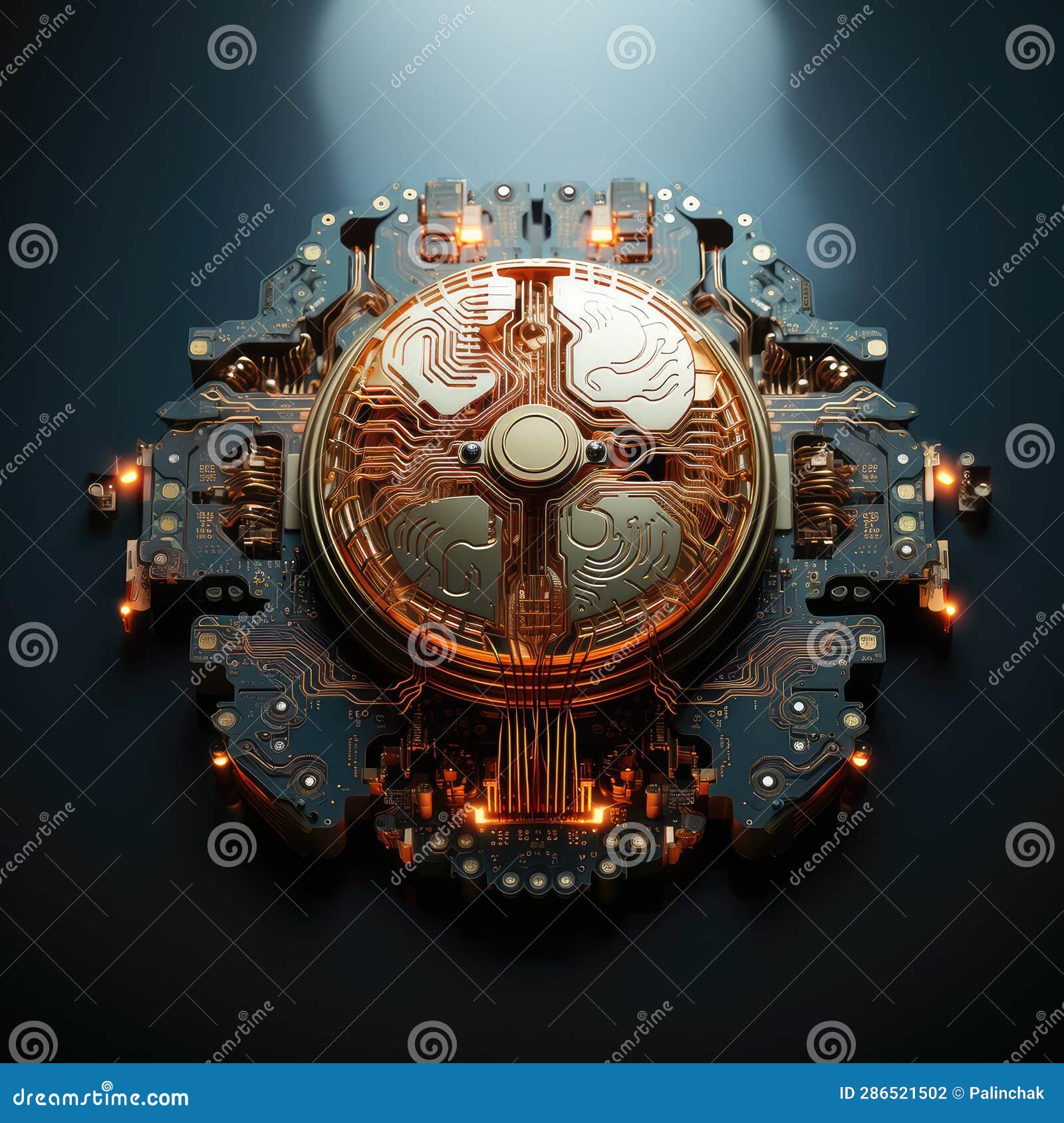 Artificial Brain Microchip on Motherboard of Supercomputer Stock ...