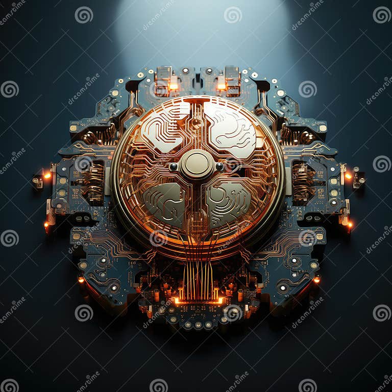 Artificial Brain Microchip on Motherboard of Supercomputer Stock ...