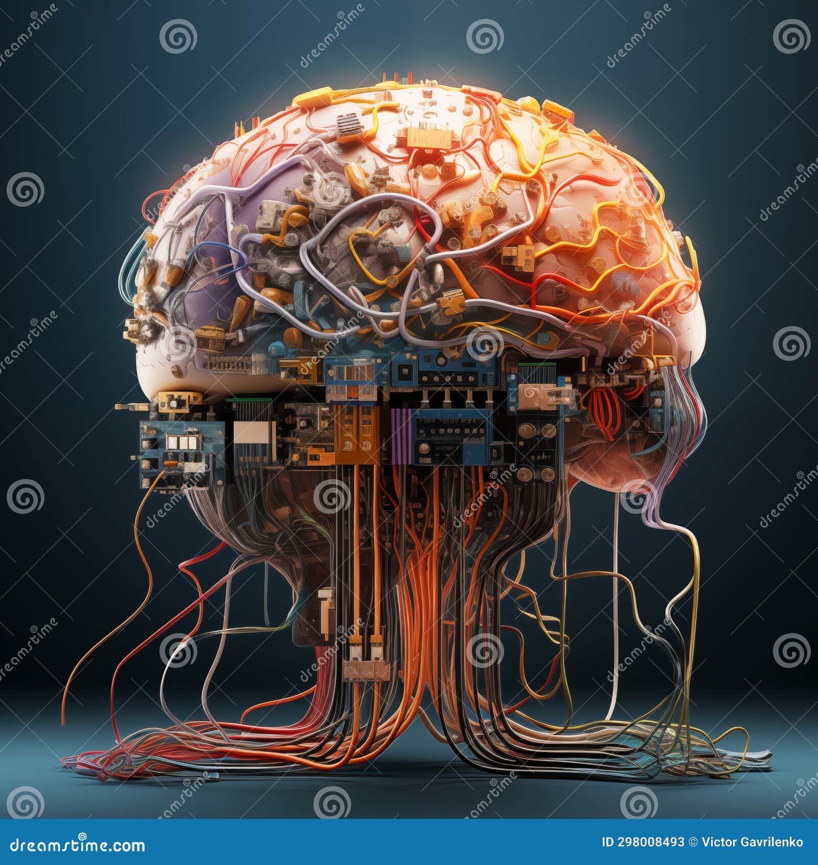 Fully Artificial Brain Recreated, AI Stock Illustration - Illustration ...