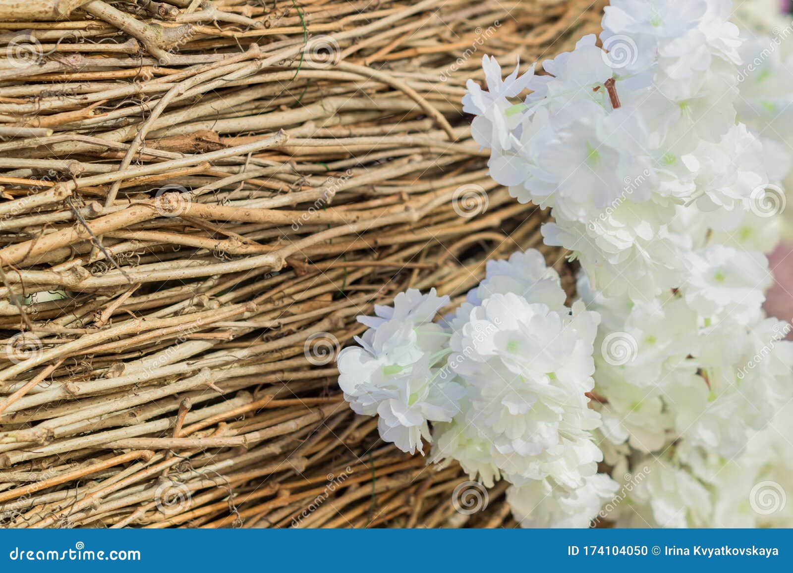 Artificial Branches of Blooming Apple Tree on Brown Brushwood ...