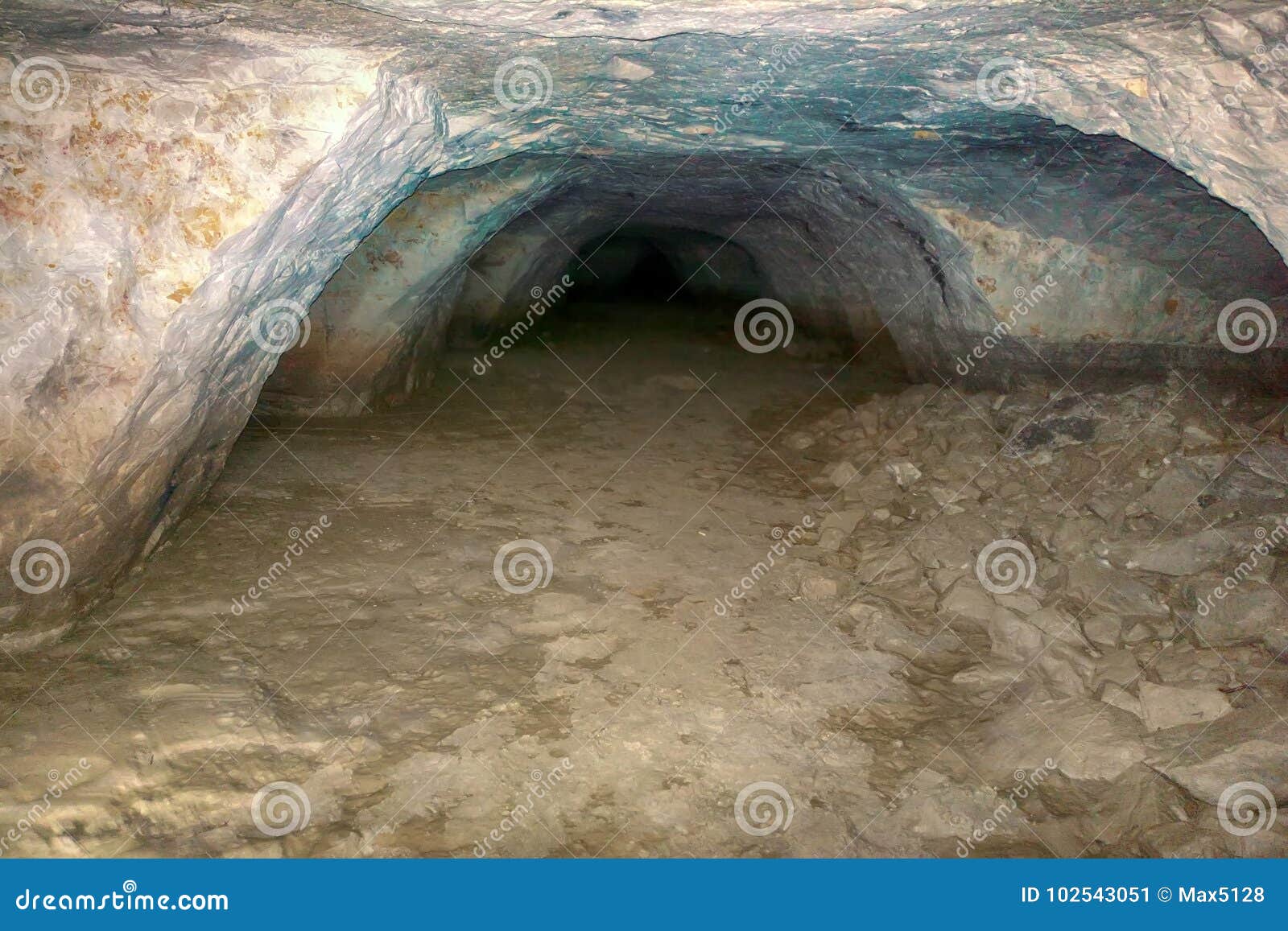 Dark Cave Walk Under Ground in Tunnel Stock Image - Image of shaft ...