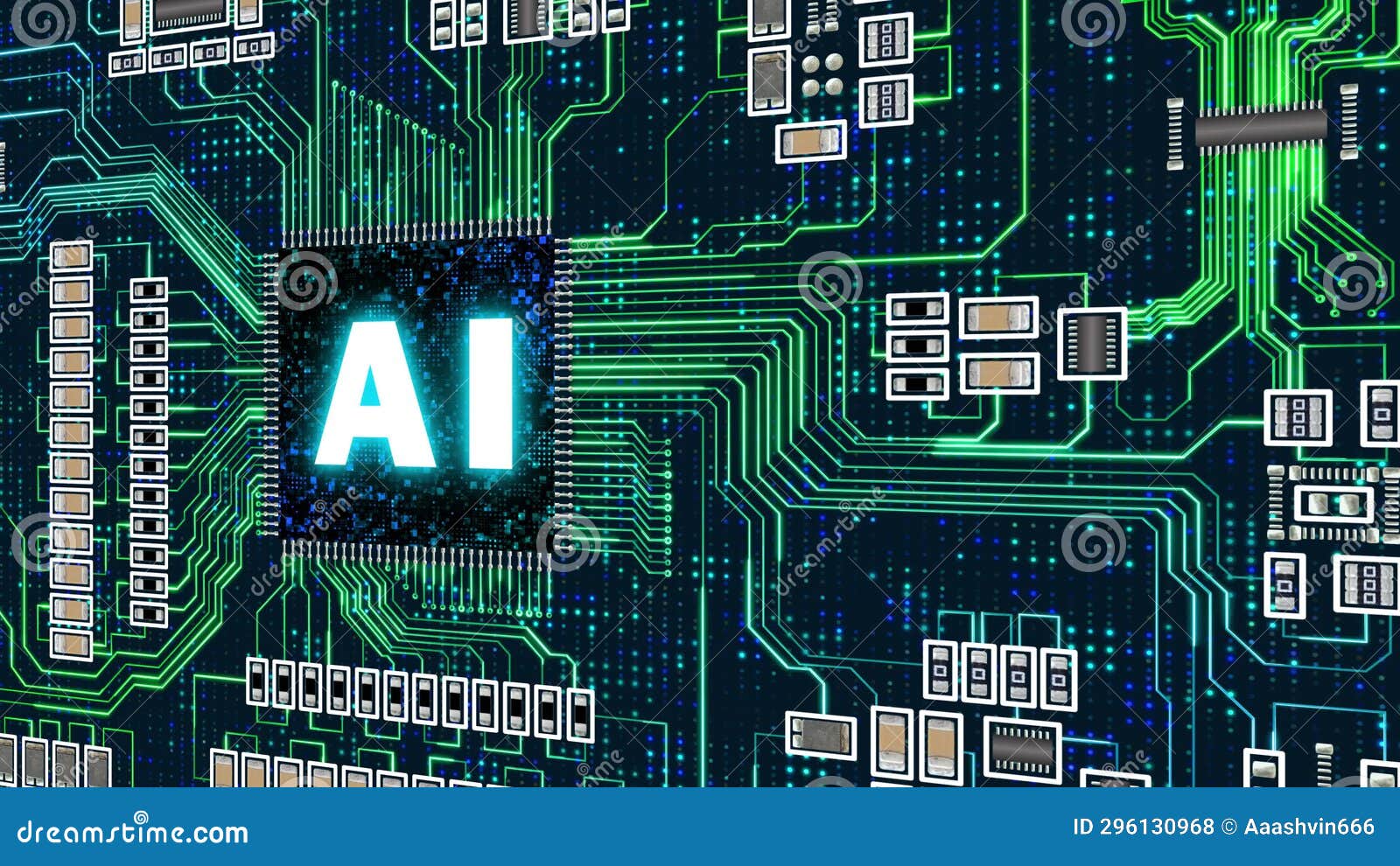 Artificial Chipset Animation with Moving Circuit Lines and Different ...