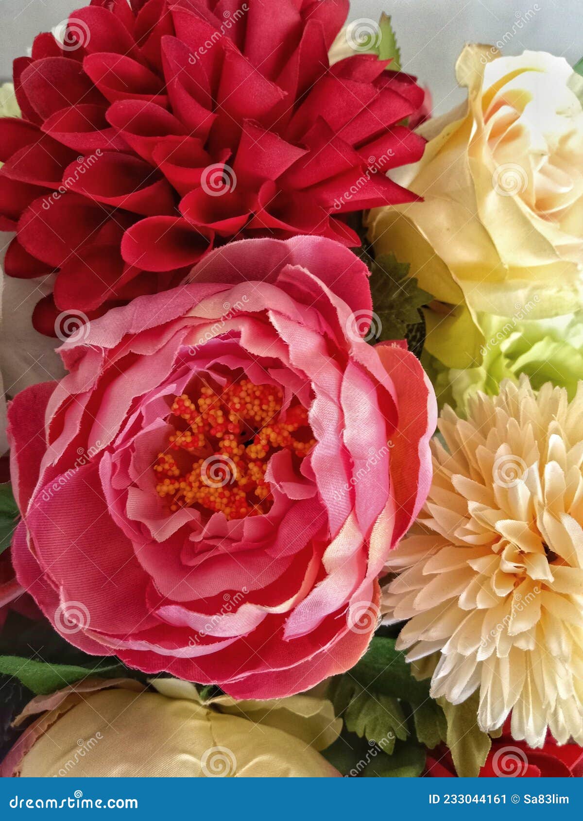 Artificial Colorful Flowers Stock Image - Image of peony, centrepiece ...