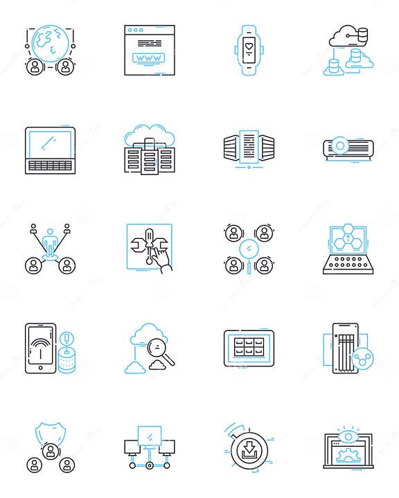 Artificial Computing Linear Icons Set. Automation, Robotics, Machine ...