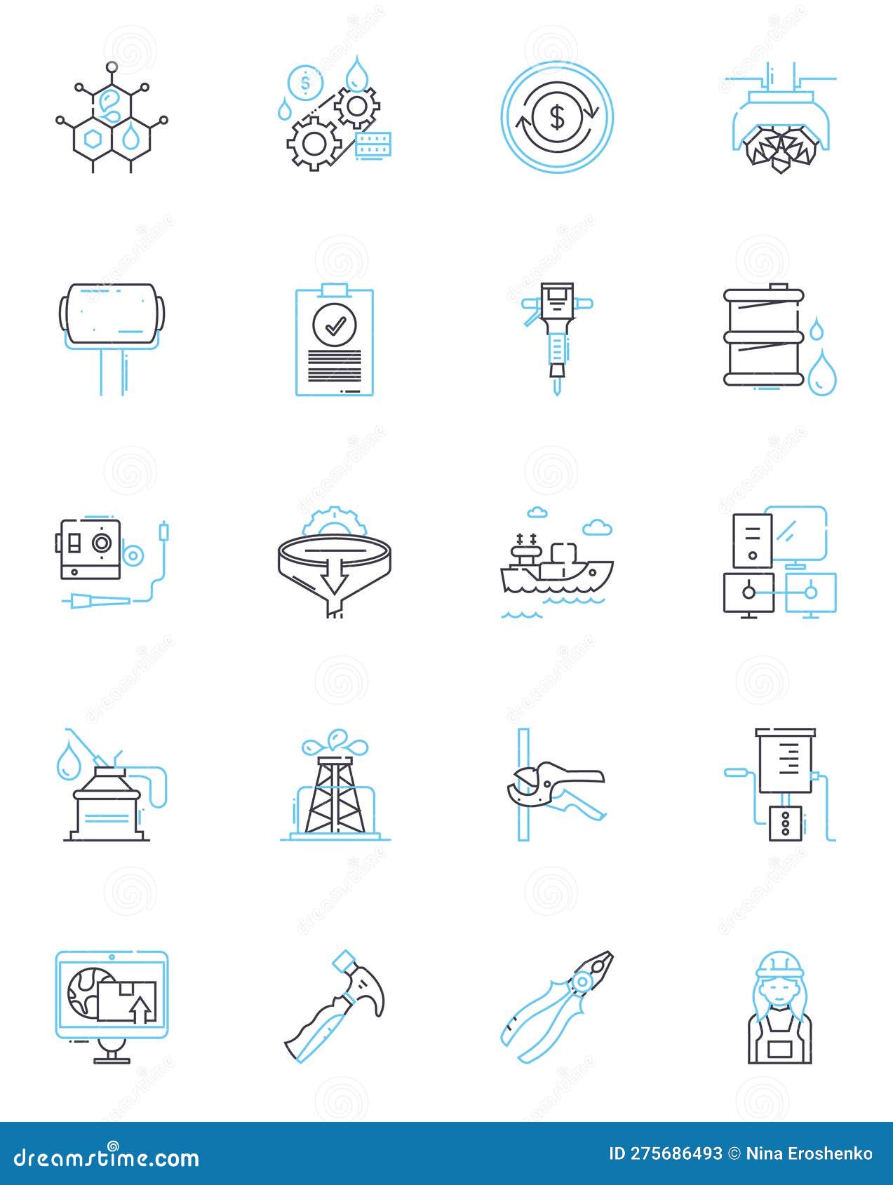 Artificial Computing Linear Icons Set Robotics Automation Machine Learning Neural Nerks