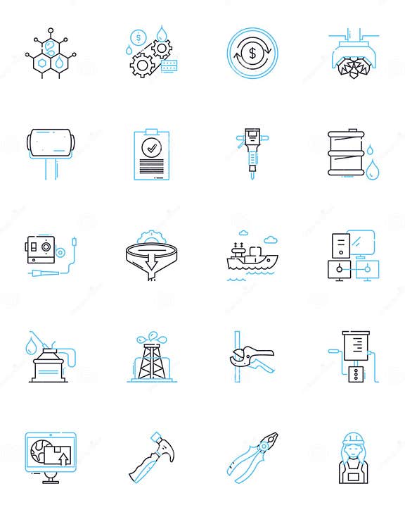 Artificial Computing Linear Icons Set Robotics Automation Machine