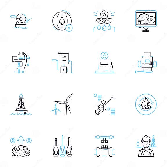Artificial Computing Linear Icons Set Robotics Automation Machine