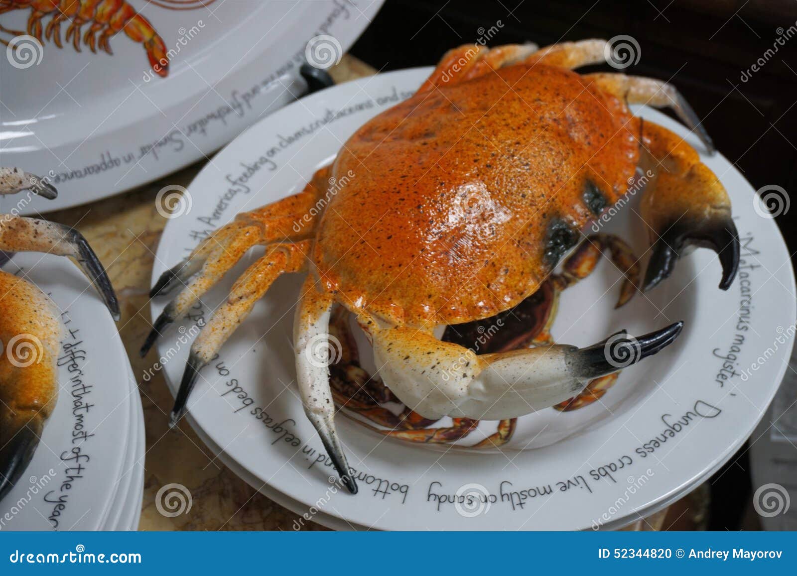 Artificial Crab on Decorative Plate Stock Photo - Image of artificial ...