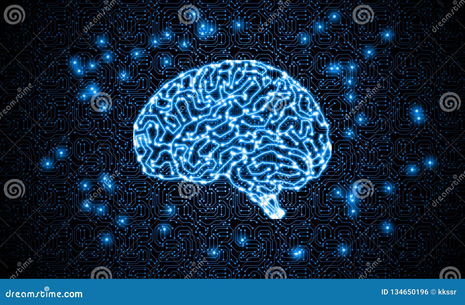 Artificial Cybernetic Circuit Brain Inside Human Nerves System Side ...