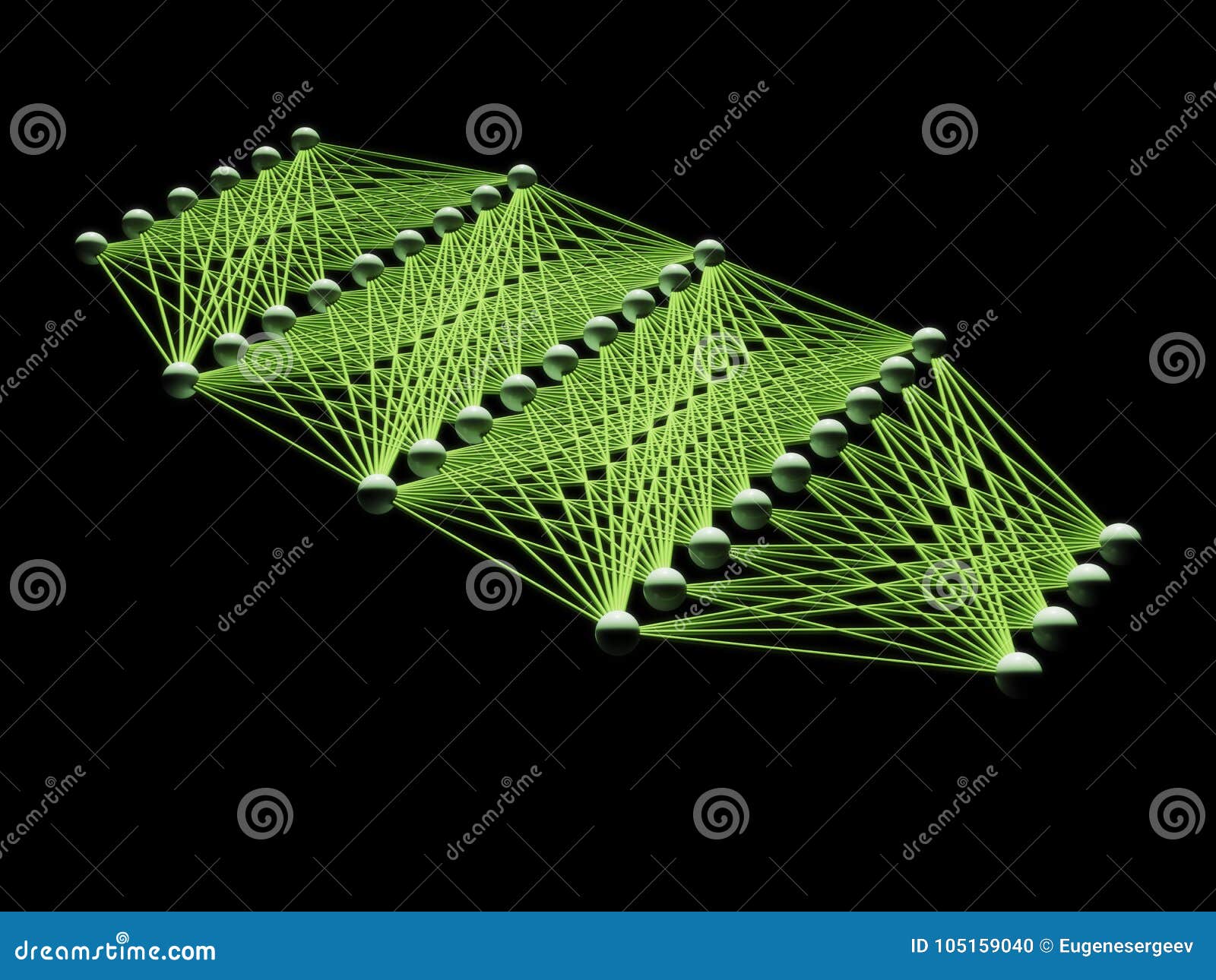 Artificial Deep Neural Network with Green Links Stock Illustration ...