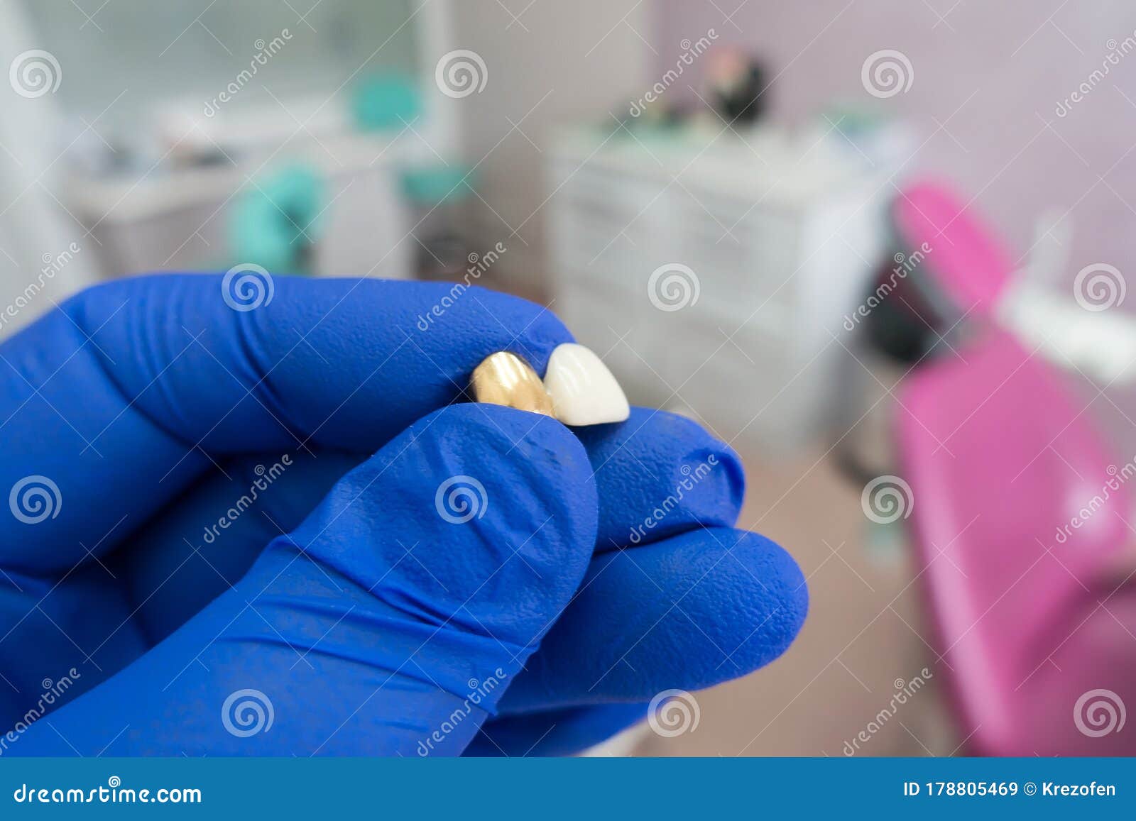 Artificial Jaw, Dental Mirror And Occlusal Splint On Color Background ...
