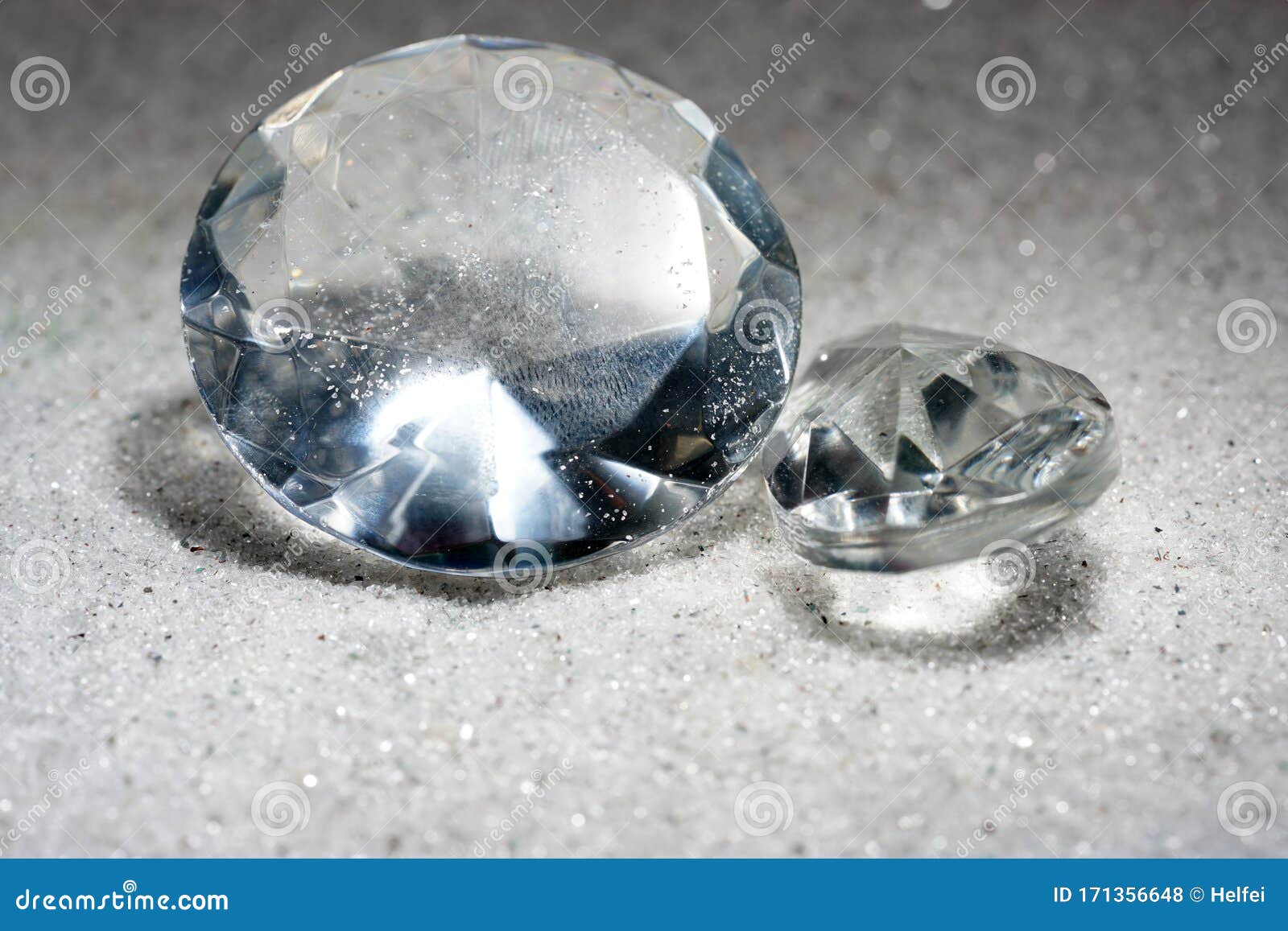 Artificial Diamonds Lying in the Sand Photographed in the Studio with ...