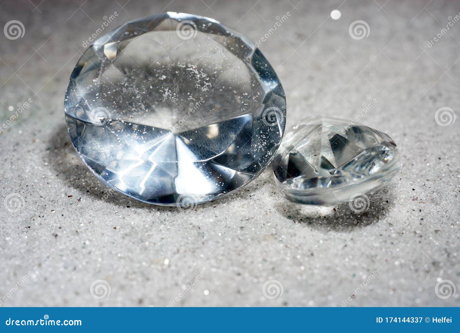 Artificial Diamonds Lying in the Sand Photographed in the Studio with ...