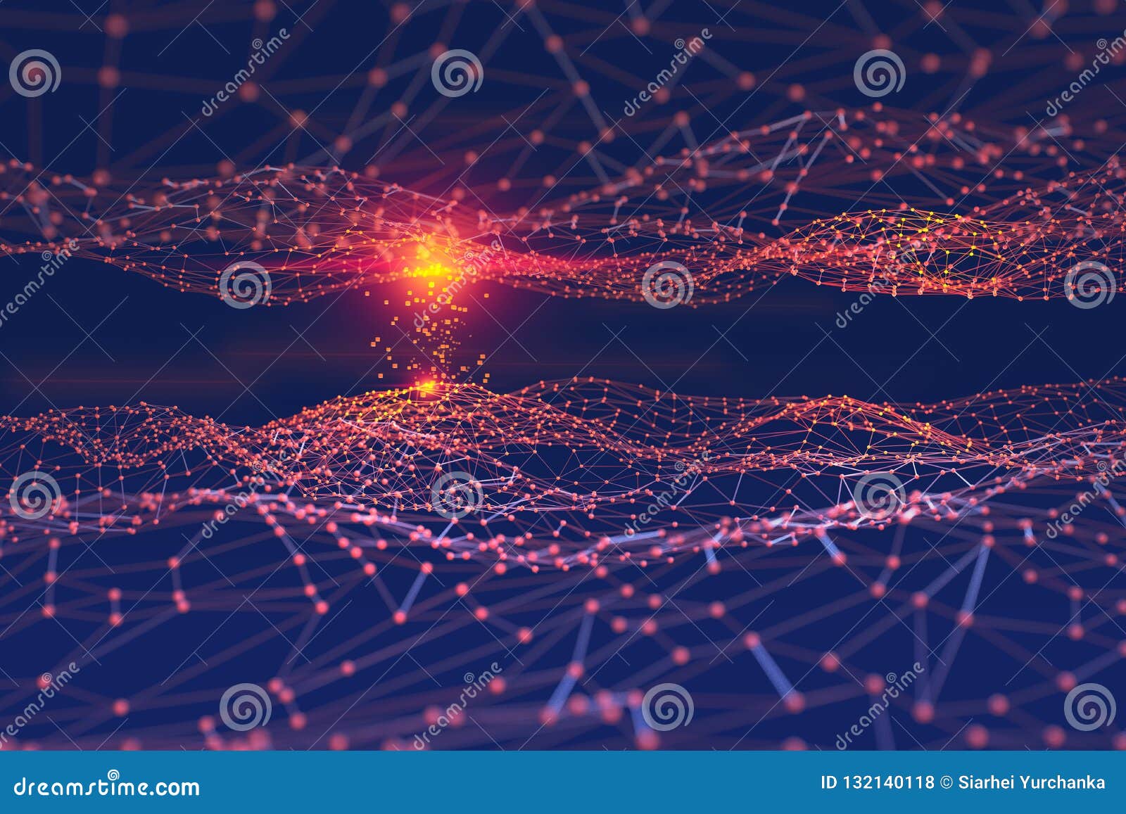 Artificial Digital Neural Network. Blockchain Technology Stock ...