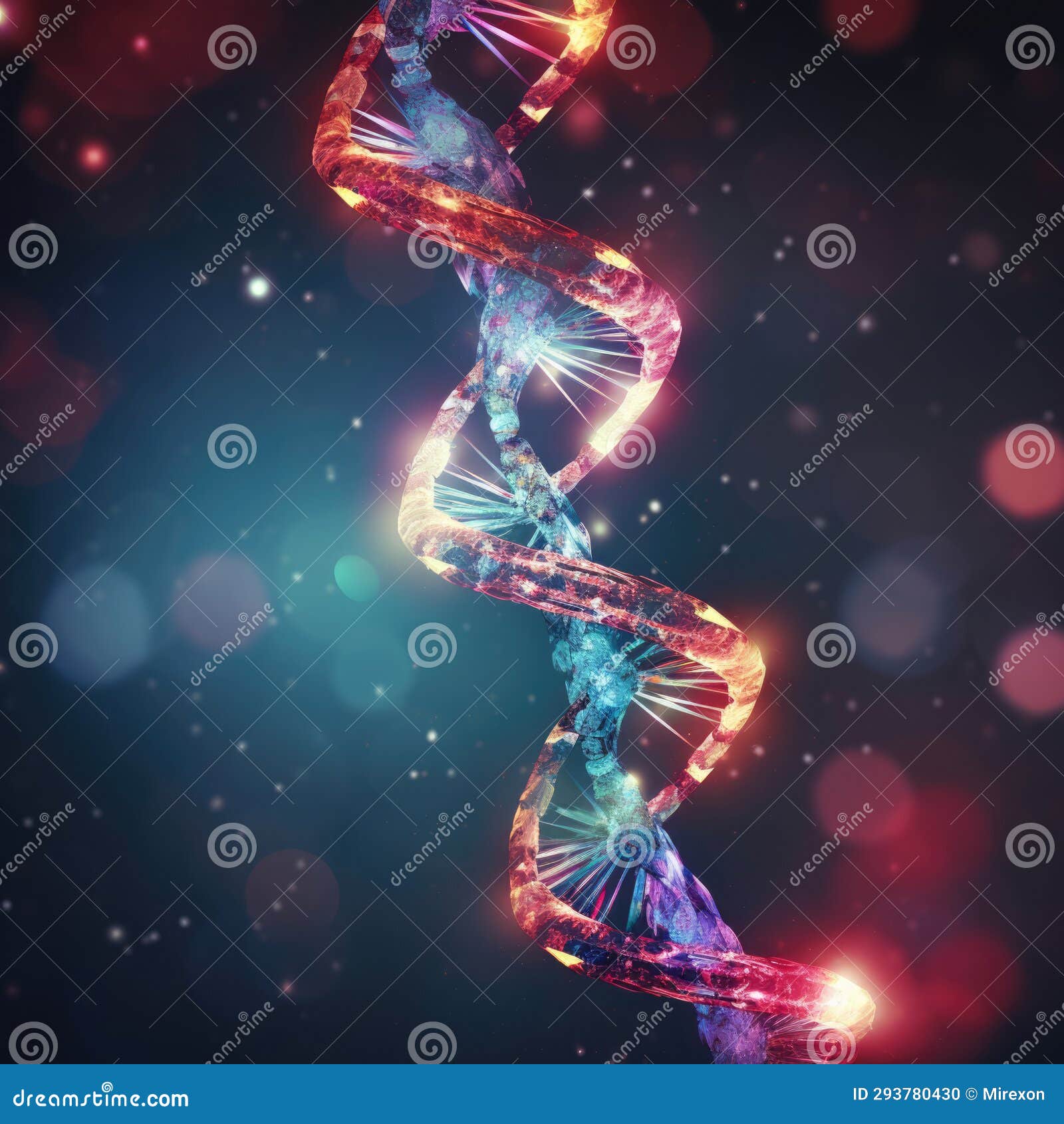 Artificial DNA Molecule, Artificial Intelligence Concept, on Dark ...