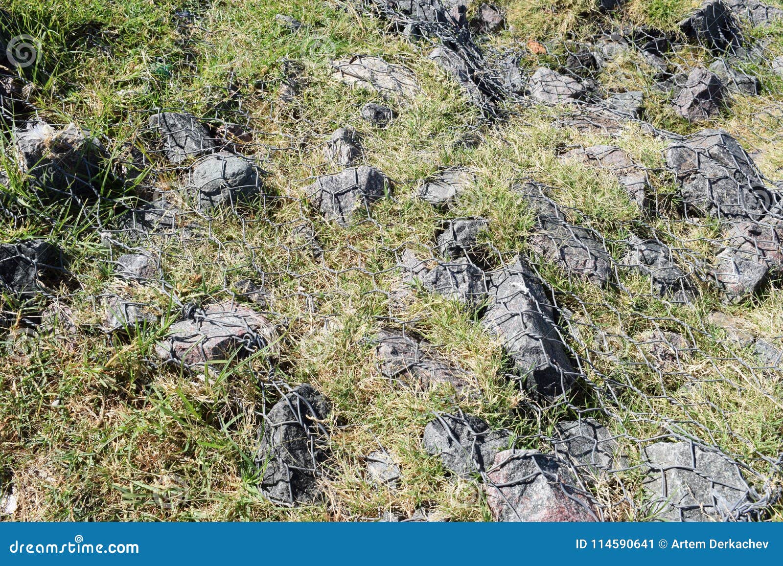 Artificial Embankment Stones Overgrown with Grass Stock Image - Image ...