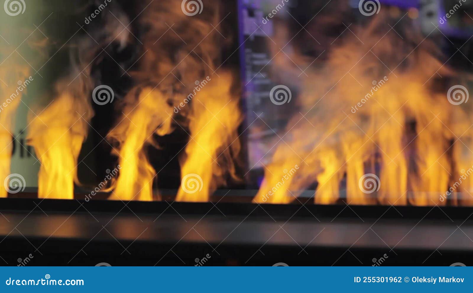 Electric Artificial Fireplace with Orange Fire Flame Interior Stock ...