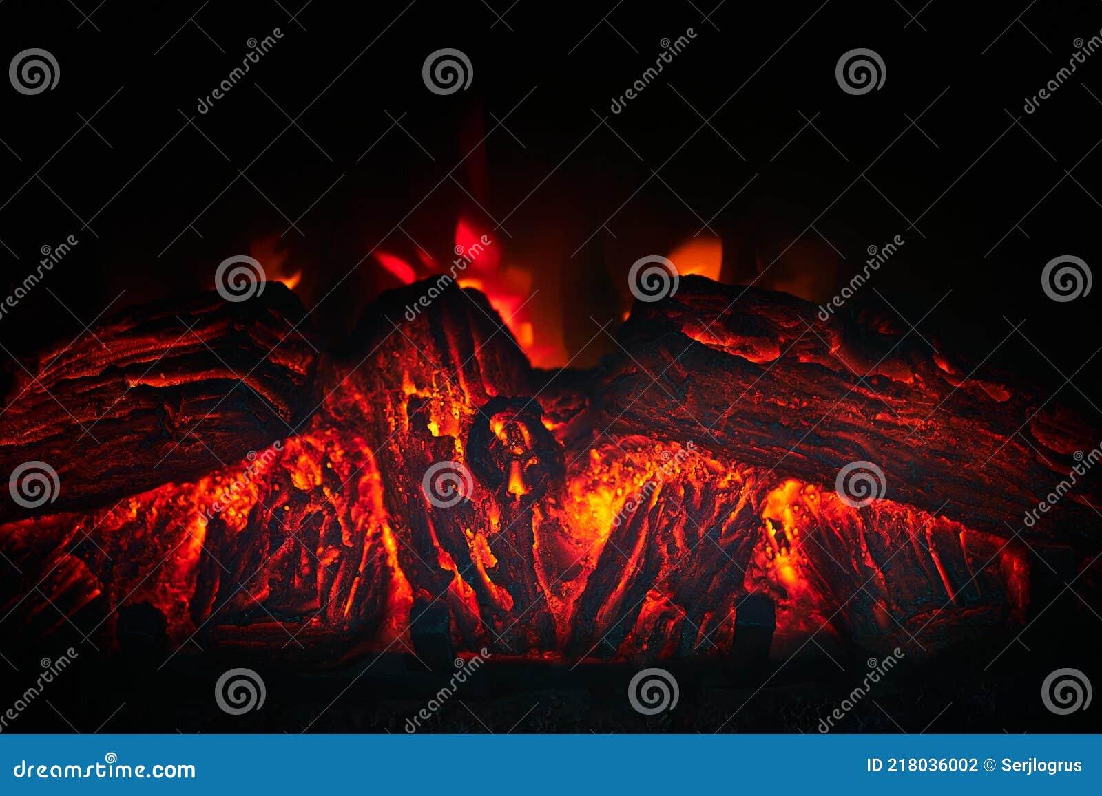 Artificial Fireplace. Burning Logs Stock Photo - Image of bonfire ...