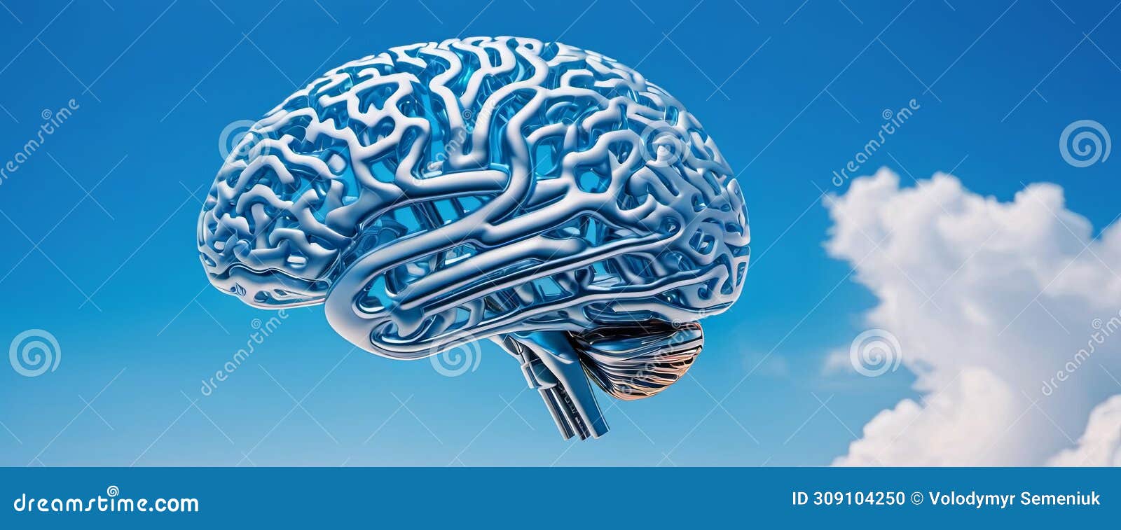 Artificial Floating Human Brain in the Air, Showcasing a Surreal and ...