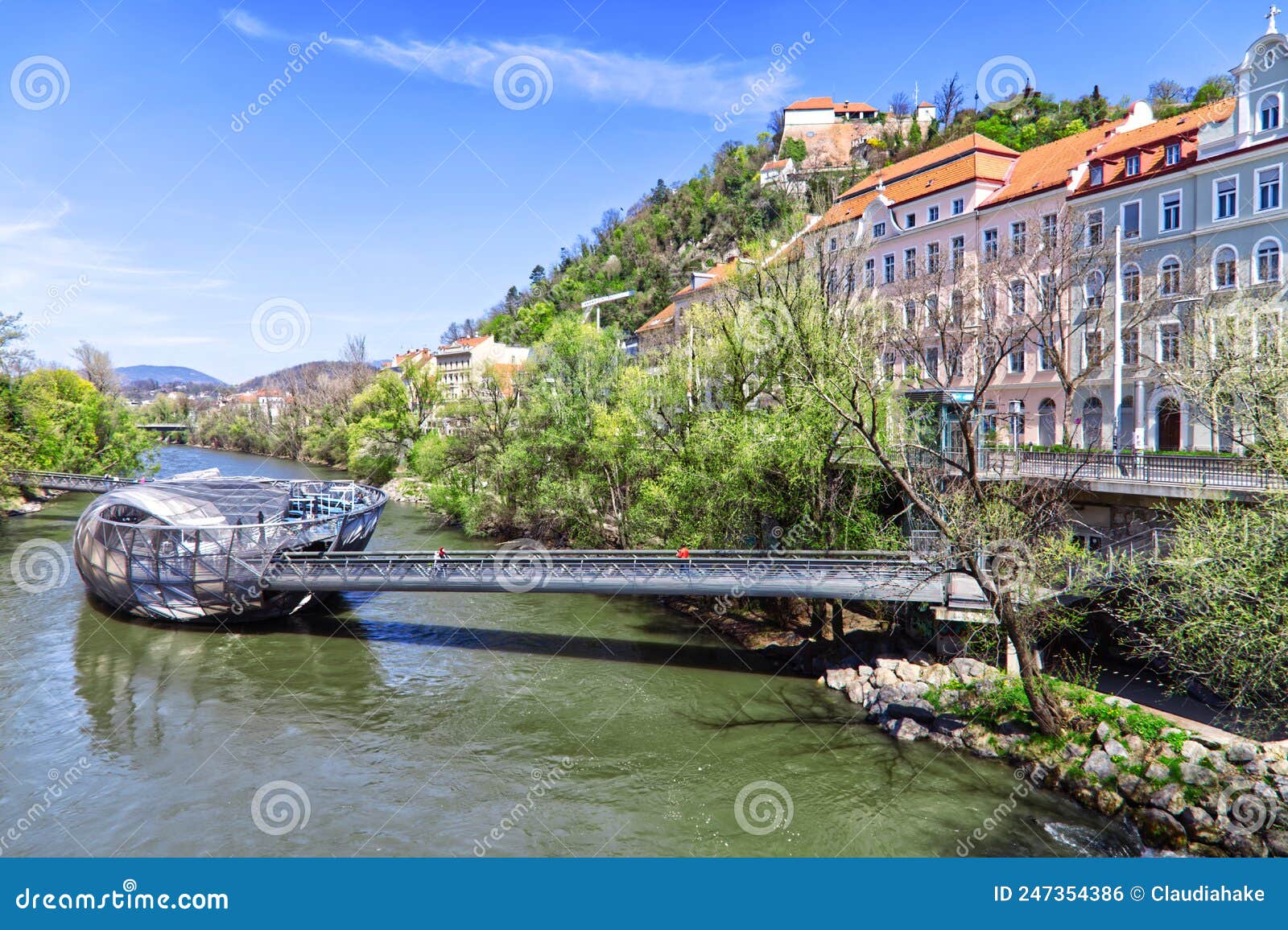 Floating Platform in Graz, Austria Stock Photo - Image of island ...