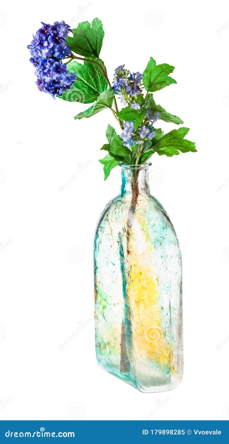 Artificial Flowers in Hand Painted Flask Isolated Stock Image - Image ...