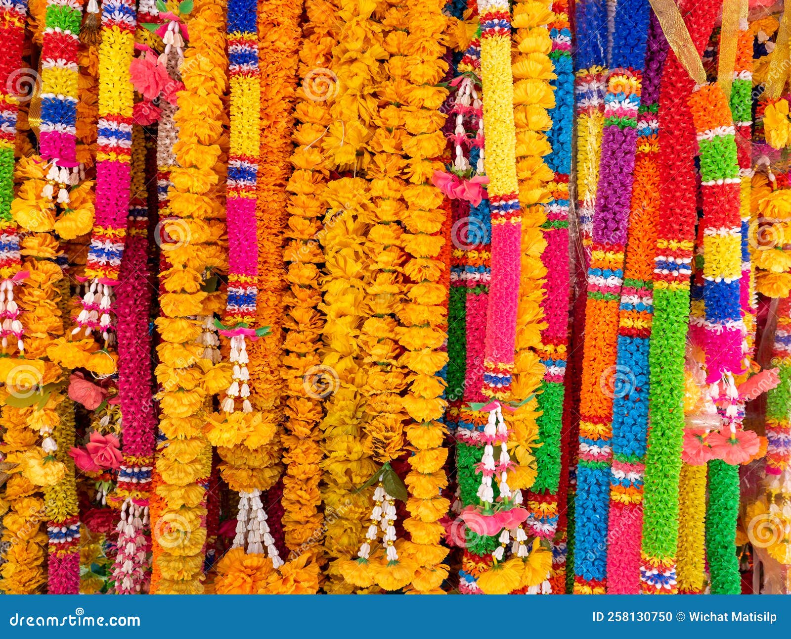 Artificial Garland Made from Plastic Arranging in Row in Stock Photo ...