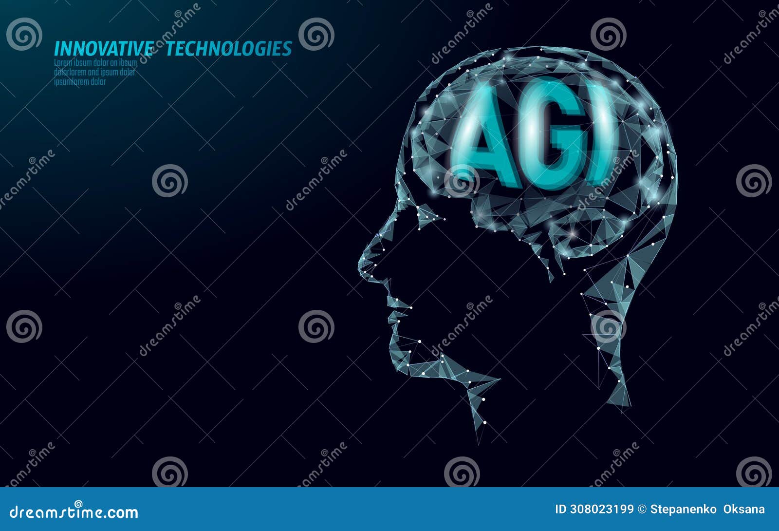 Artificial General Intelligence Low Poly Letter Symbols. Minimalist ...