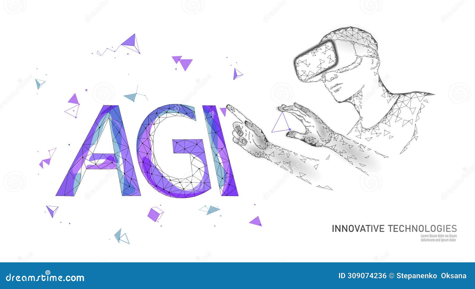 Artificial General Intelligence Low Poly Letter Symbols. Minimalist ...