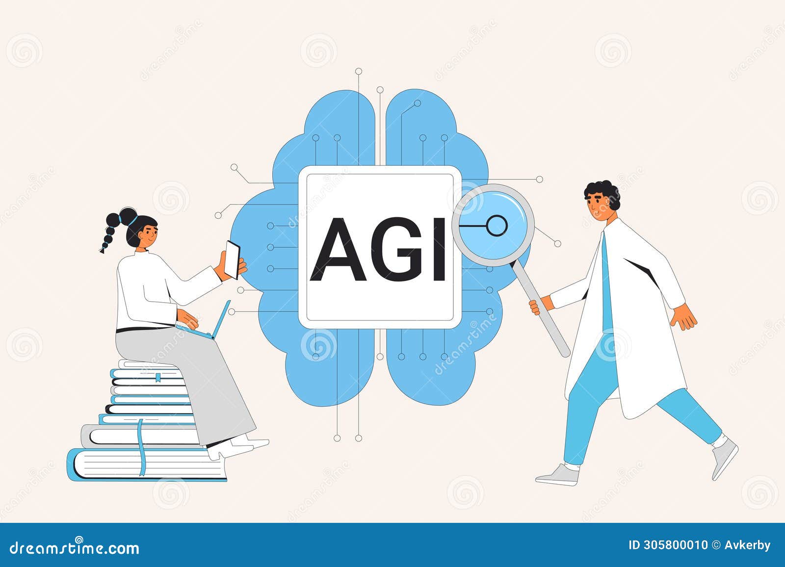 Artificial General Intelligence Research. AGI. Machine Learning Process ...